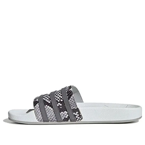 Adidas Adilette Snakeskin Slides - White