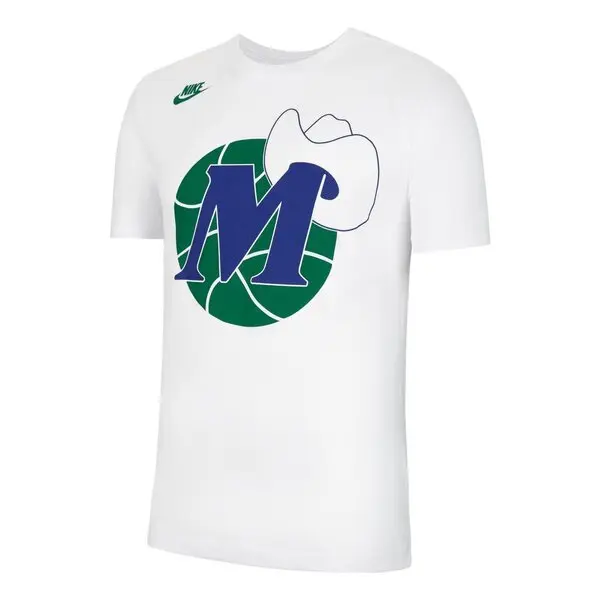 Nike Nba Alphabet Printing Basketball Round Neck Pullover Short Sleeve Dallas Mavericks White