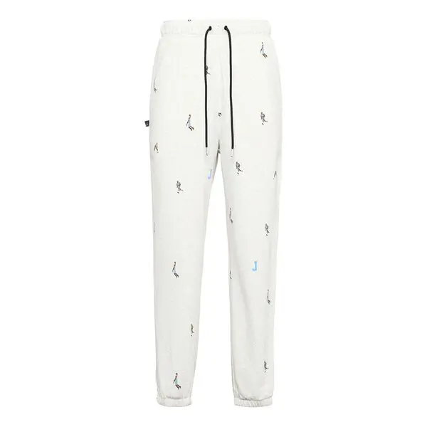 JORDAN Essentials Funny Pattern Knit Bundle Feet Sports Pants - White