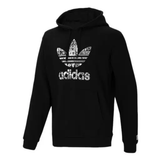 Adidas Originals Logo Graphic Pullover Hoodie - Black