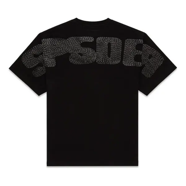 SP5DER Rhinestone Silk T-shirt - Black