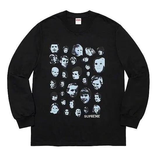 Supreme Fw19 Week 1 Faces L/s Tee Human Face Printing Long Sleeves - Black