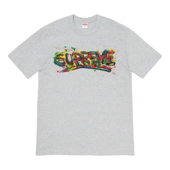 Supreme Ss20 Week 1 Paint Logo Tee Logo Tee - Grey