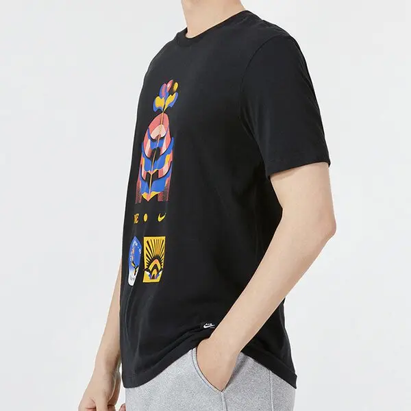 Nike Printing Pattern Round Neck Short Sleeve Black