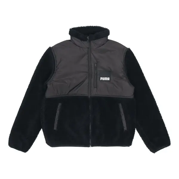 PUMA Sherpa Contrasting Colors Logo Jacket - Black