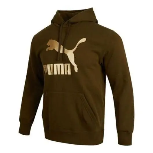 PUMA Classics Metallic Regular Fit Hoodie - Brown/gold