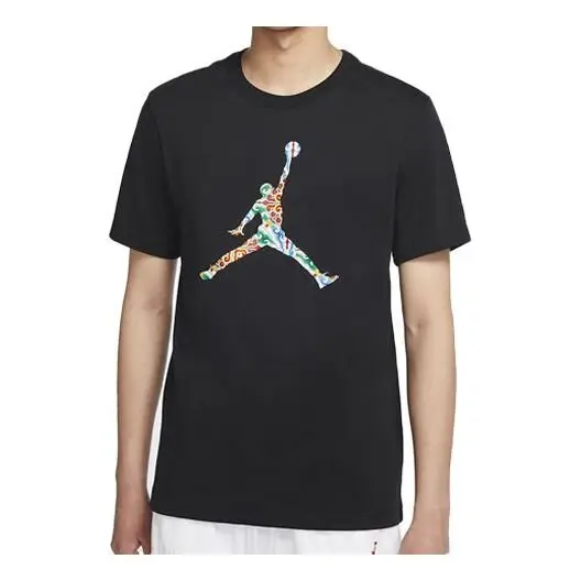 JORDAN Flying Colorful Large Logo Short Sleeve - Black