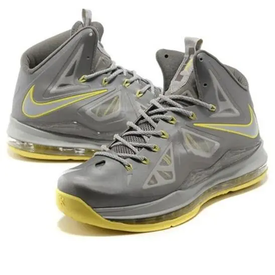Nike Lebron 10 'yellow Diamond' Basketball Sneakers - Grey/grey/yellow