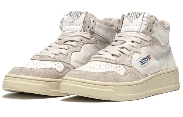 AUTRY Medalist Mid Leather And Suede Sneakers - White