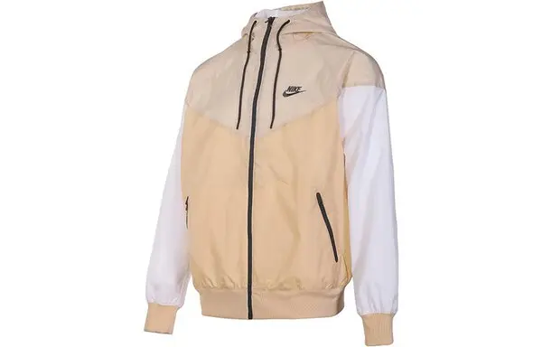 Nike Windrunner Sports Training Colorblock Logo Hooded Woven Jacket Khaki - Multi-color