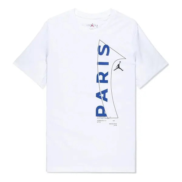 JORDAN X Paris Saint-germain Logo T-shirt 'white Game Royal - White/game Royal/black