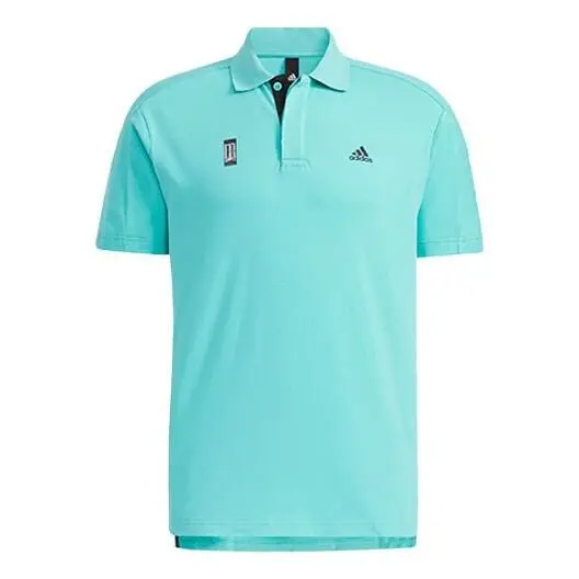 Adidas Series Logo Solid Color Short Sleeve Polo Shirt - Green