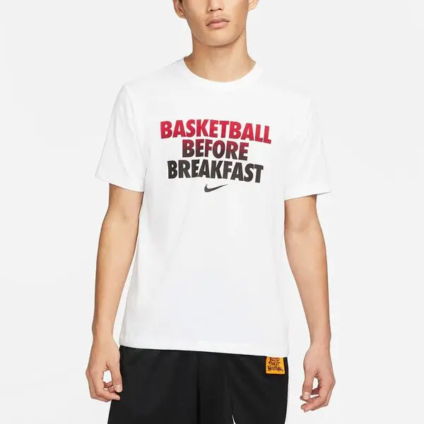Nike Printing Alphabet Short Sleeve Basketball White T-shirt