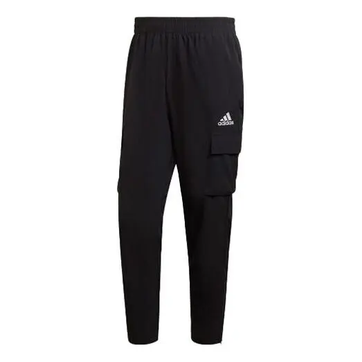 Adidas Solid Color Logo Cargo Pocket Casual Sports Pants/trousers/joggers Black - Multi-color