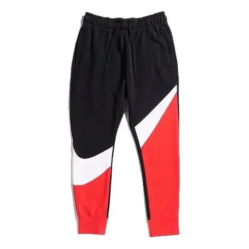Nike Large Logo Printing Drawstring Sports Long Pants Black Red - Blackred