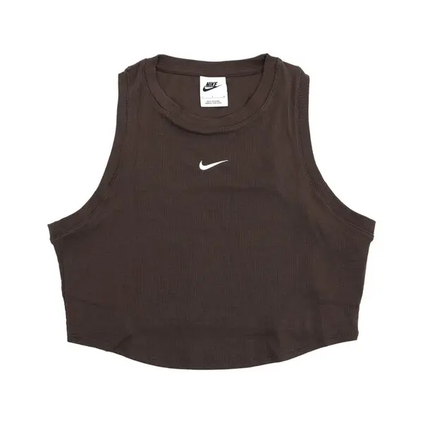 Nike Essentials Ribbed Cropped Tank Top - Brown
