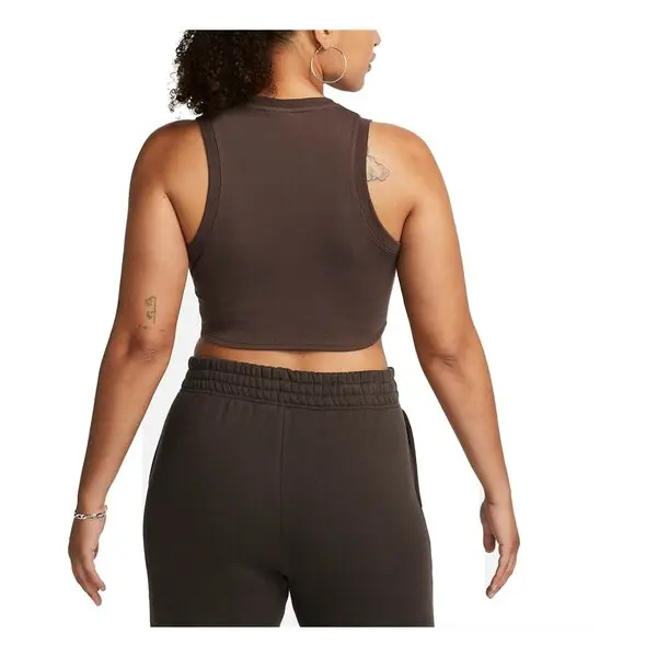 Nike Essentials Ribbed Cropped Tank Top - Brown