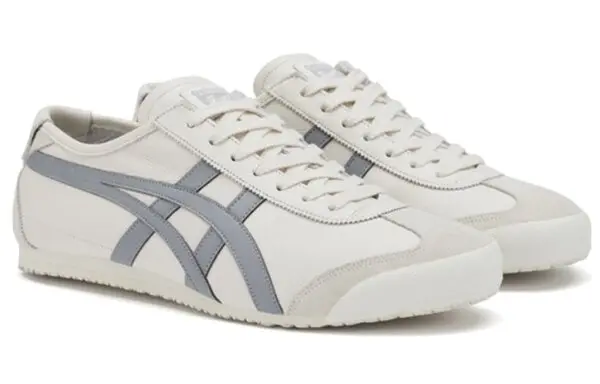 Onitsuka Tiger Mexico 66 "vintage Running Style" Lace-up Leather Sneakers - White/grey/blue