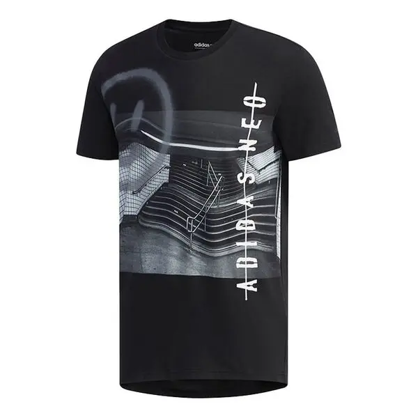 Adidas Neo M Fav Art Grf T Casual Sports Breathable Short Sleeve - Black