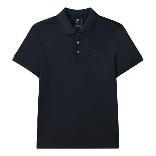 FILA Casual Solid Color Breathable Short Sleeve Polo Shirt Navy Blue - Dark Blue