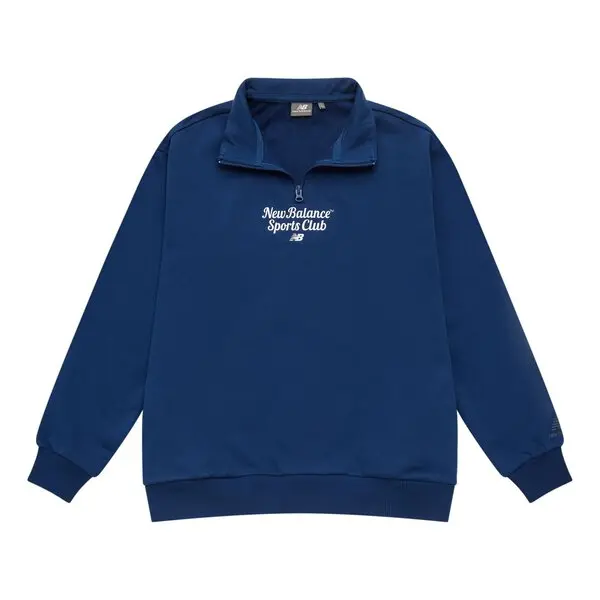 NEW BALANCE Sports Club Quarter Zip Polo Shirt - Blue/white
