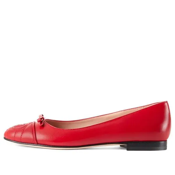 Gucci Ballet Flat With Double G Detailing - Red