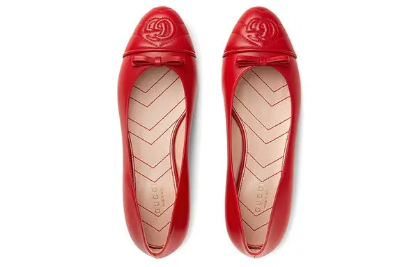 Gucci Ballet Flat With Double G Detailing - Red