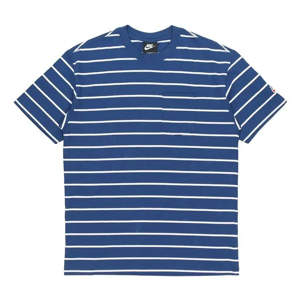 Nike Sports Stripe Round Neck Short Sleeve - Blue
