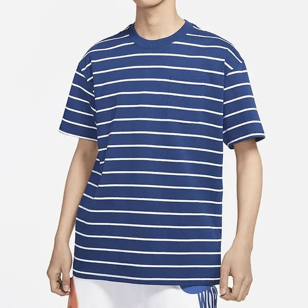 Nike Sports Stripe Round Neck Short Sleeve - Blue