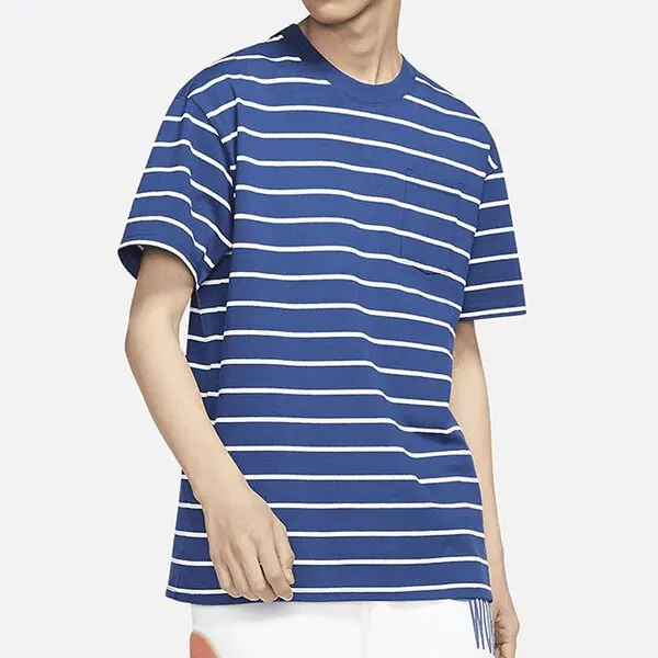 Nike Sports Stripe Round Neck Short Sleeve - Blue
