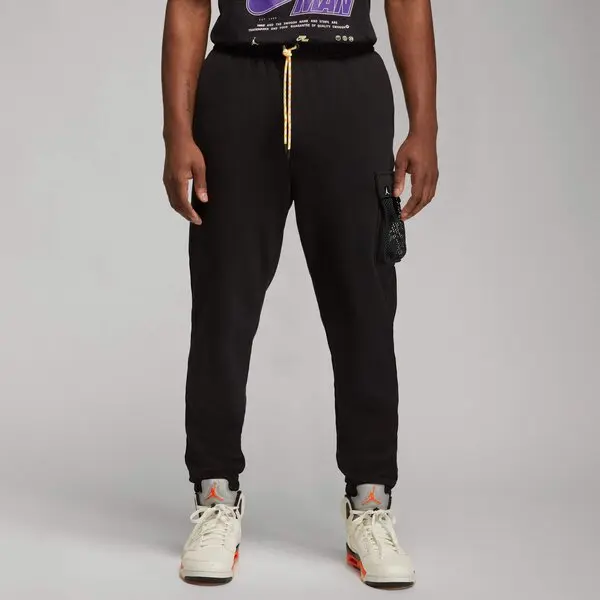 JORDAN Jumpman Solid Color Mesh Big Pocket Breathable Lacing Sports Pants Black