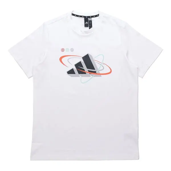 Adidas Ub Gfx T Bos Logo Printing Sports Round Neck Short Sleeve - White