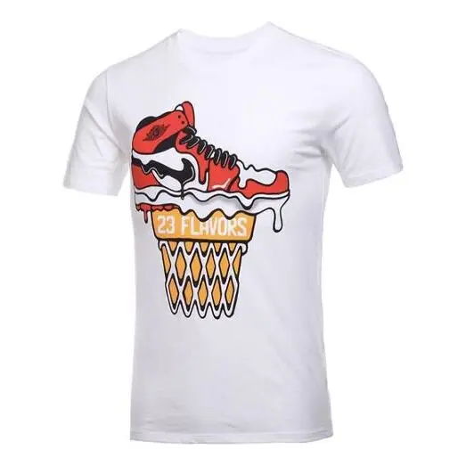 JORDAN Cartoon Printing Sports Round Neck Short Sleeve - White