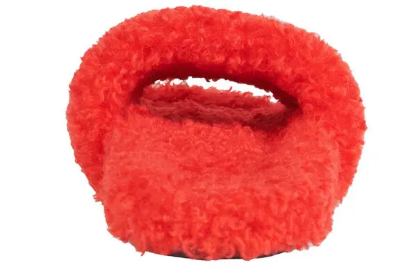 Balenciaga Furry Slides - Red/white/red