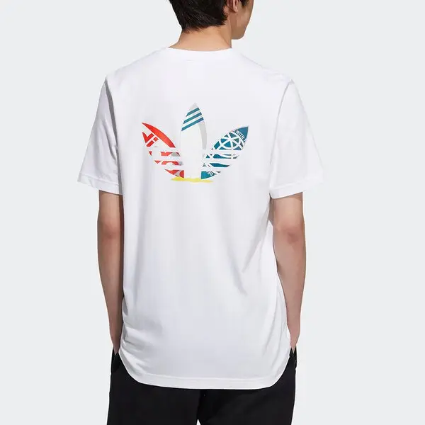 Adidas Originals Ts Ss Tee Logo Printing Sports Round Neck Short Sleeve - White