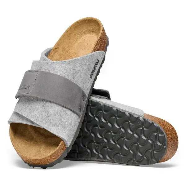 BIRKENSTOCK Kyoto Felt Sandals - Grey/brown
