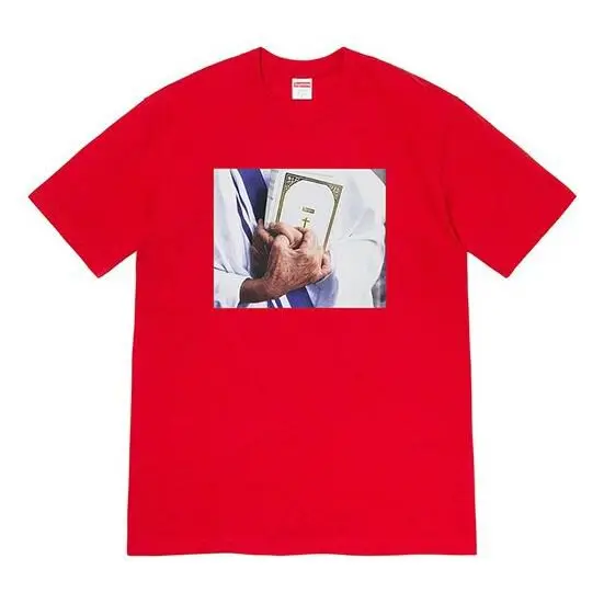 Supreme Fw19 Week 7 Bible Tee Printing Short Sleeve - Red