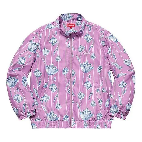 Supreme Ss19 Floral Silk Track Jacket - Purple