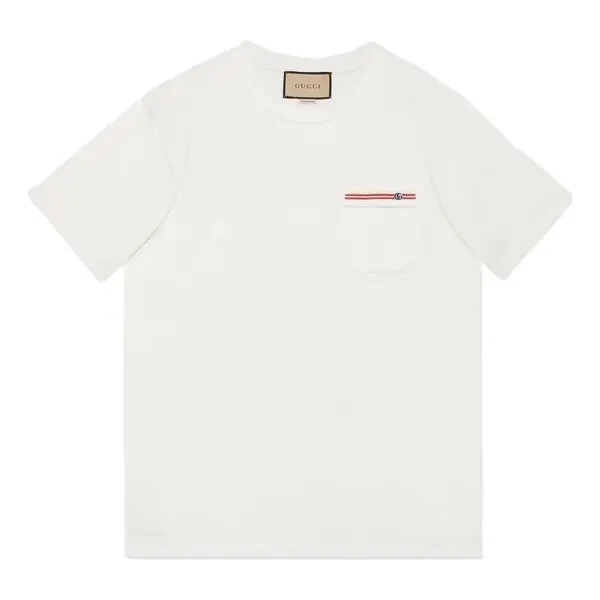 Gucci Ss22 Cotton T-shirt With Embroidery 'white - White/red