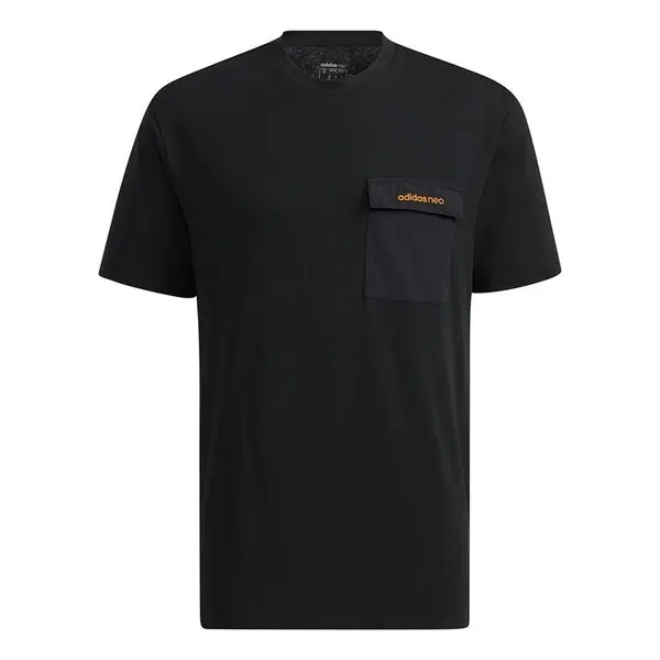 Adidas Neo M Sw Pkt Tee Chest Pocket Back Funny Sports Short Sleeve - Black