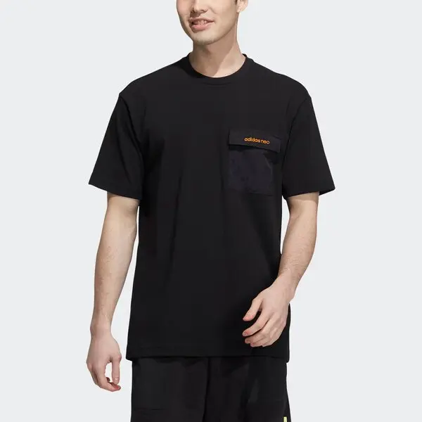 Adidas Neo M Sw Pkt Tee Chest Pocket Back Funny Sports Short Sleeve - Black