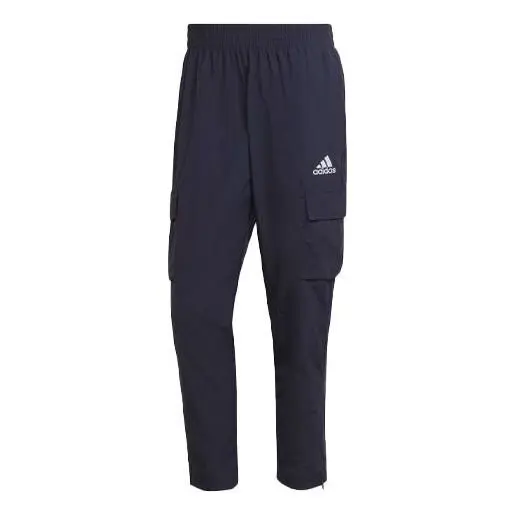 Adidas Solid Color Logo Cargo Pocket Casual Sports Pants/trousers/joggers Blue - Multi-color