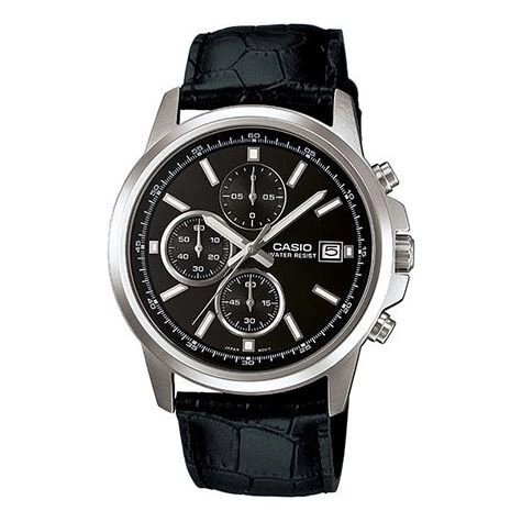 Casio Edifice Chronograph Leather Strap Watch - Black