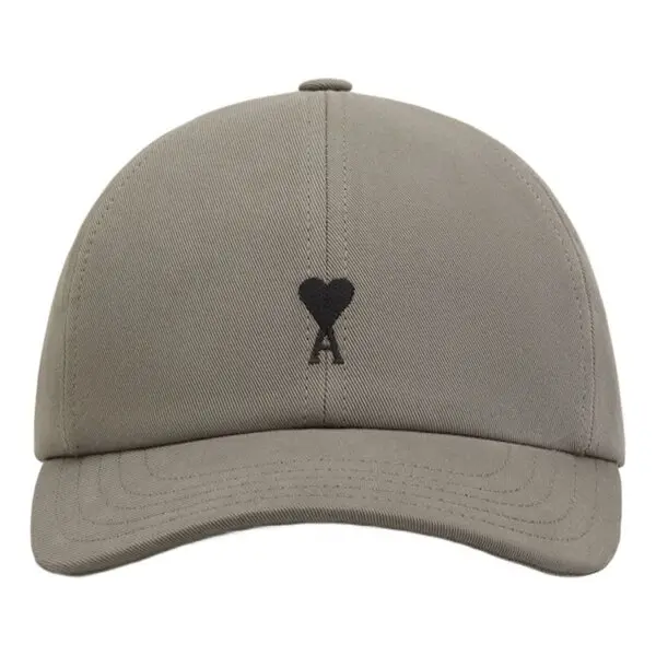 AMI Paris Baseball Cap With Embroidered Heart Logo - Grey