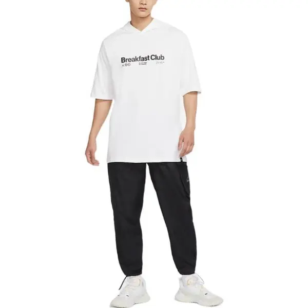 Nike Alphabet Printing Hooded Pullover Short Sleeve White T-shirt