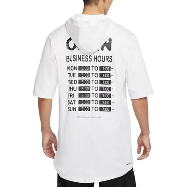 Nike Alphabet Printing Hooded Pullover Short Sleeve White T-shirt
