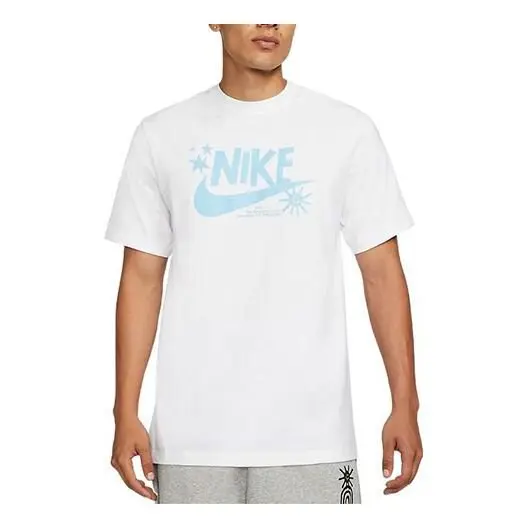 Nike Minimalistic Alphabet Logo Printing Round Neck Sports Short Sleeve White T-shirt - Default Colorway