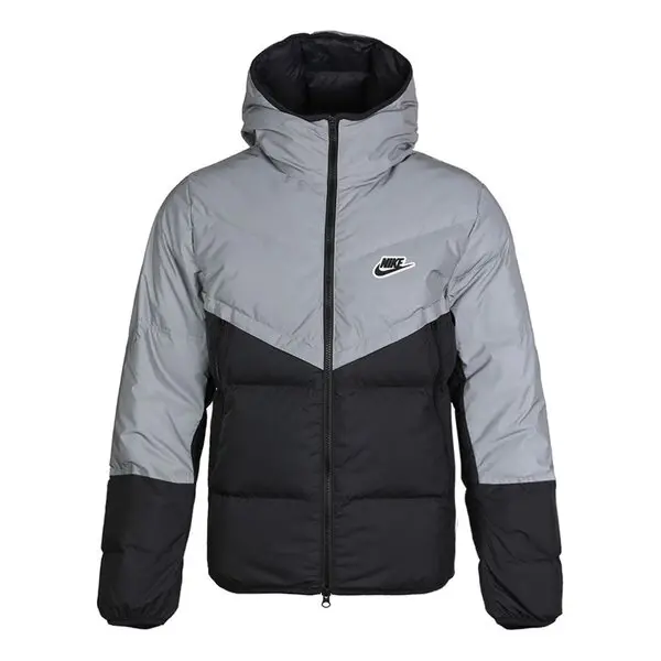Nike Stay Warm Colorblock Hooded Down Jacket - Blackgraymulti-color