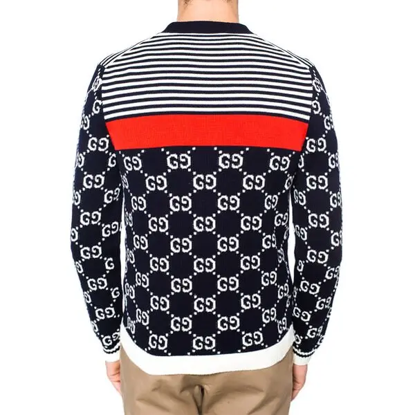 Gucci Wool Knitted Cardigan With Full Logo Stitching