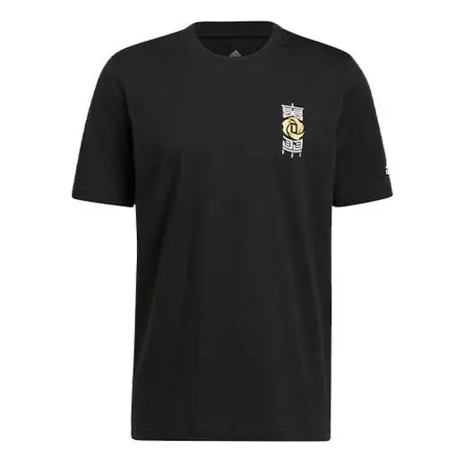 Adidas Rose 3 King Tee Back Tactical Board Pattern Printing Basketball Sports Short Sleeve Black T-shirt - Default Color